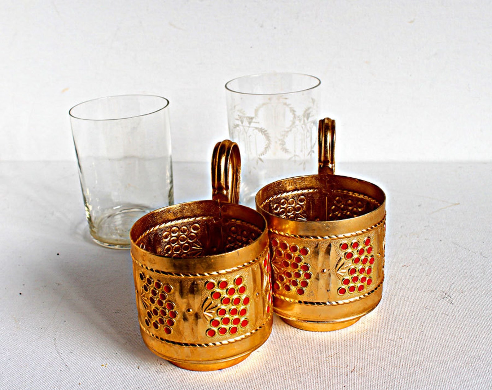 Set of 2 Russian Tea Glass Holder Podstakannik Soviet - Etsy