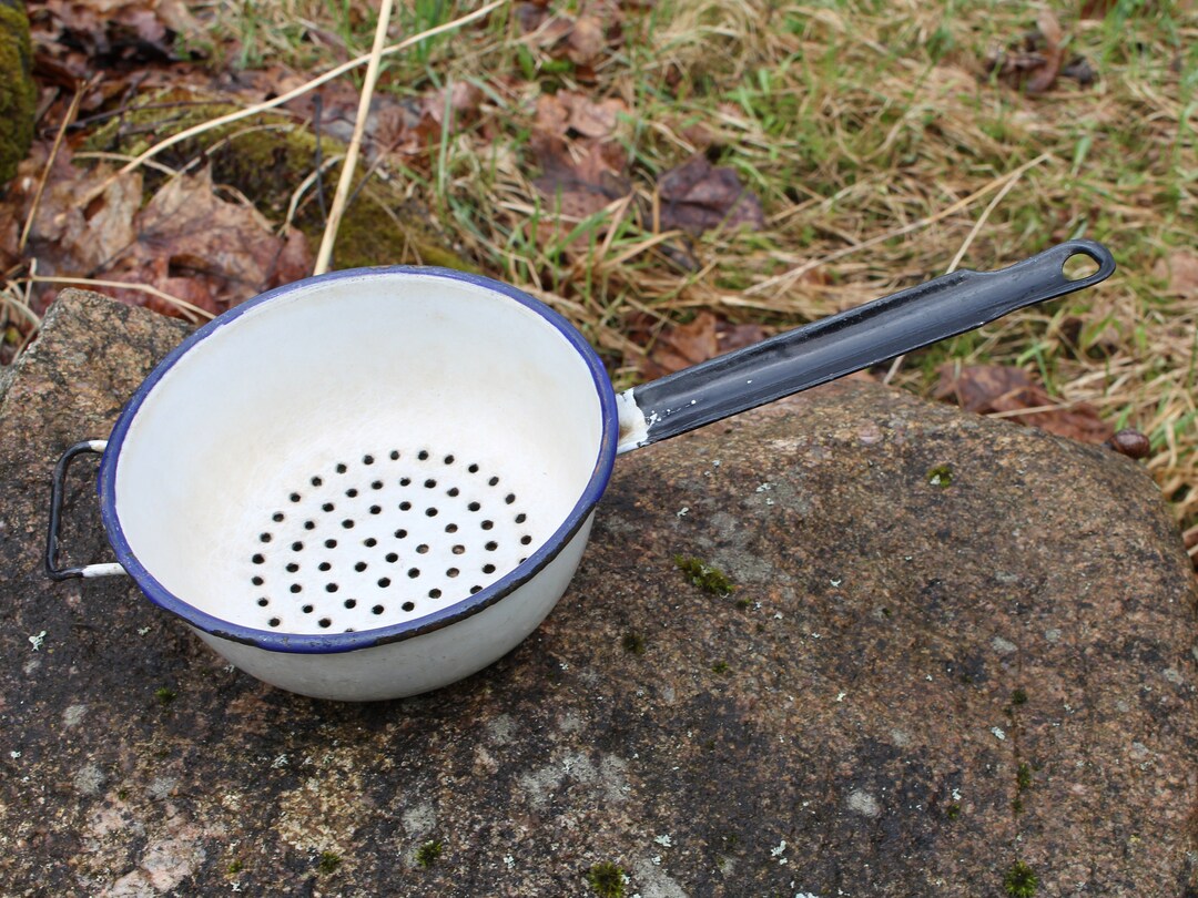 Enamel Colander Large Russian Cookware Old Kitchenalia Cooking - Etsy