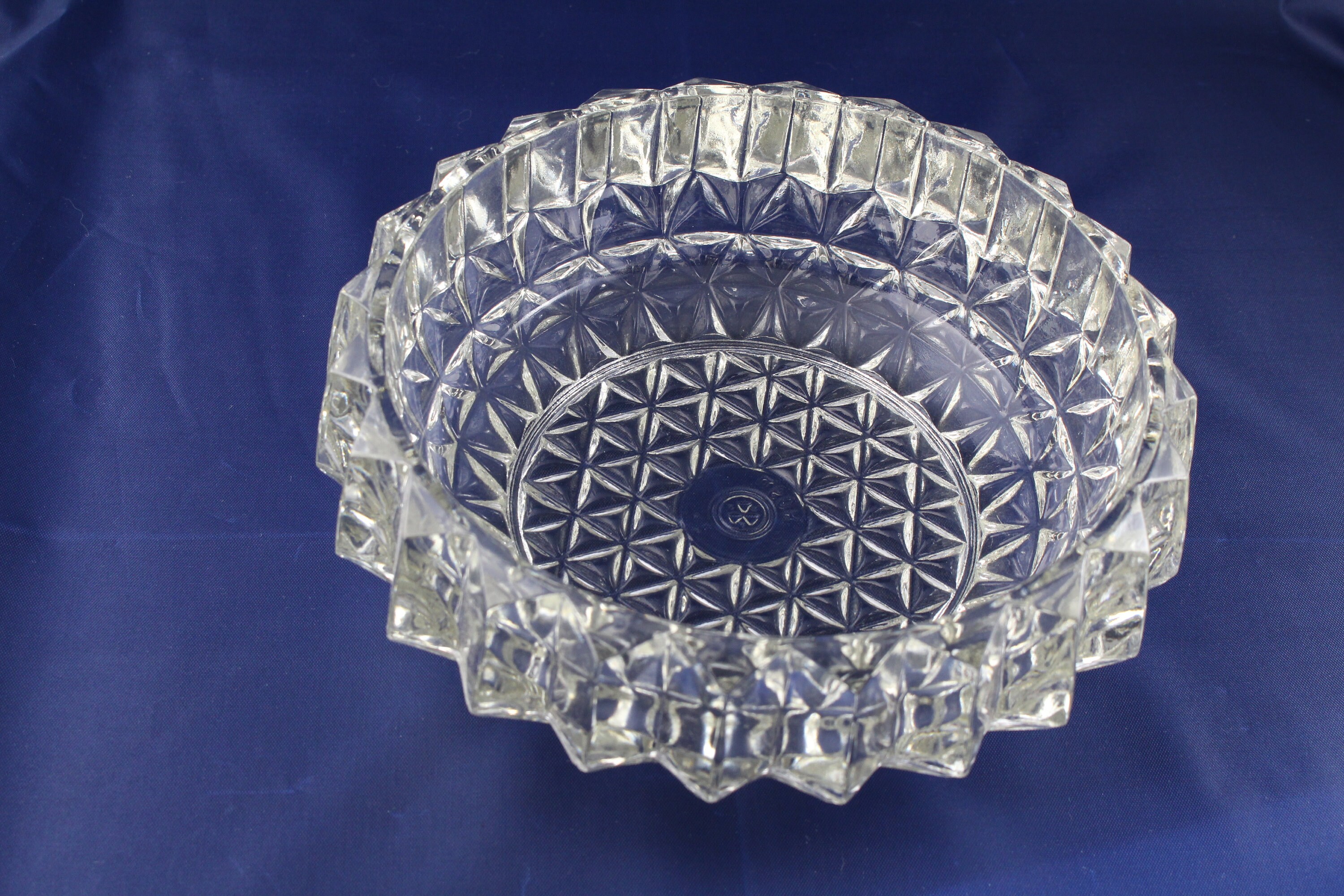 Vintage Round Glass Ashtray, Mid Century Ashtray, Very Heavy Glass Ash ...