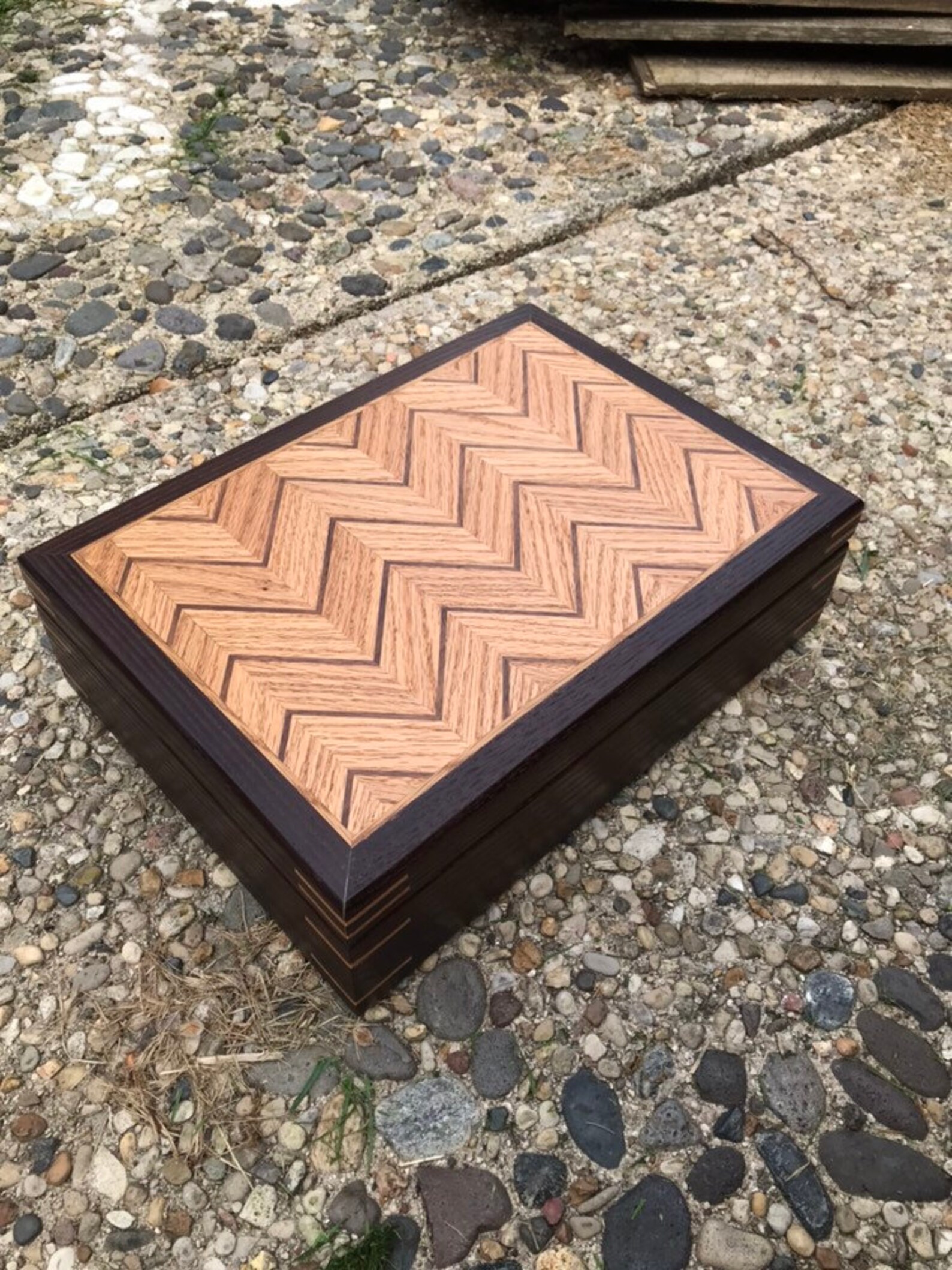 Wood Box Made From Oak, Ash and Walnut. Wood Tea Box. Fireplace Mantle ...