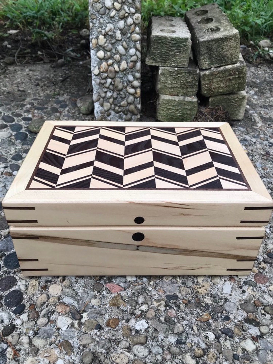 Wood Box Made From Maple and Ash Wood Handmade Artisan Box With Lid ...