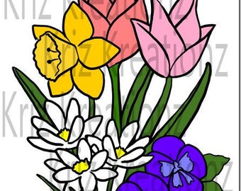 Spring Flower Group SVG Cut File & Clipart E236 Includes Limited ...