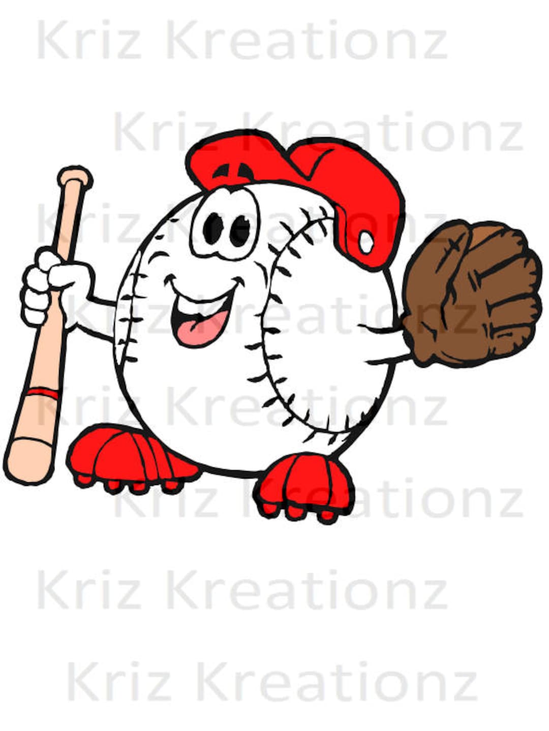 Baseball Cartoon Svg File - Etsy