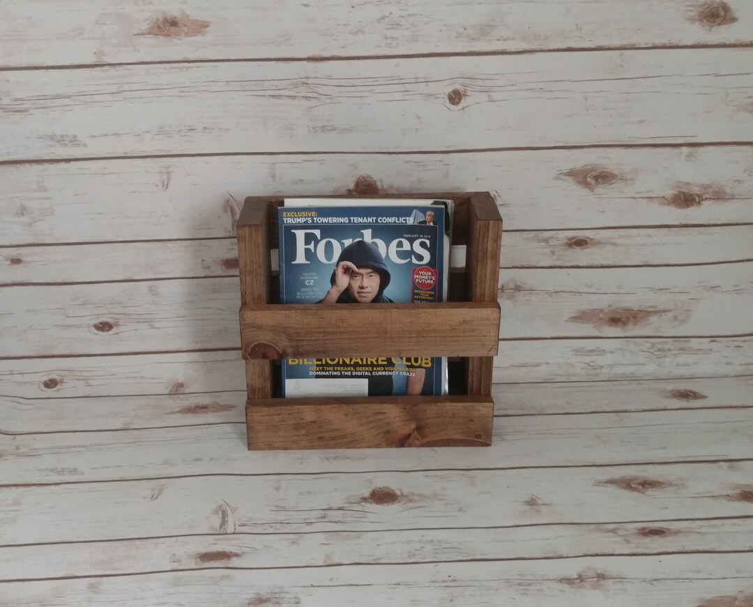 Rustic Wood Magazine Rack Wall Mounted Farmhouse Menu Holder - Etsy