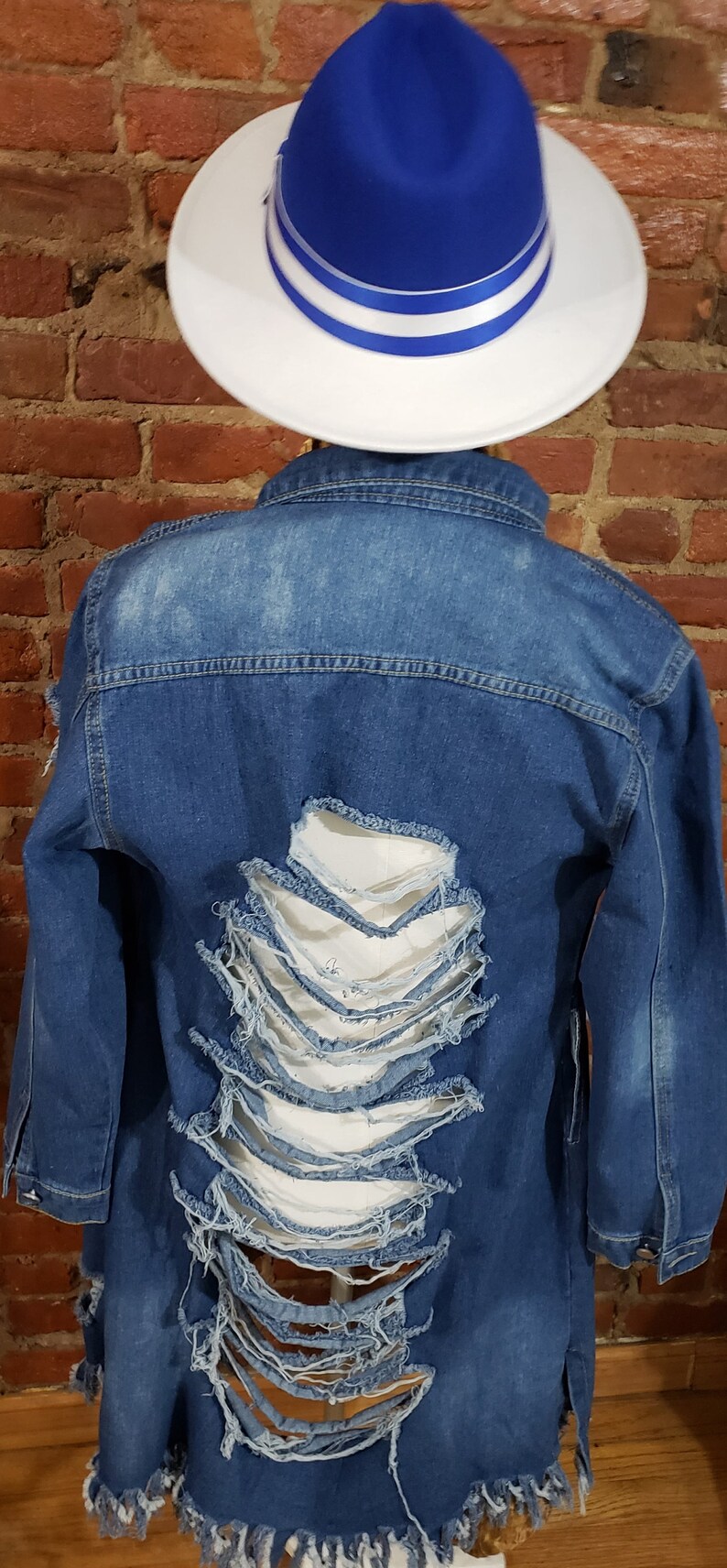 Distressed Frayed Denim Duster Distressed Denim Jacket Dress - Etsy