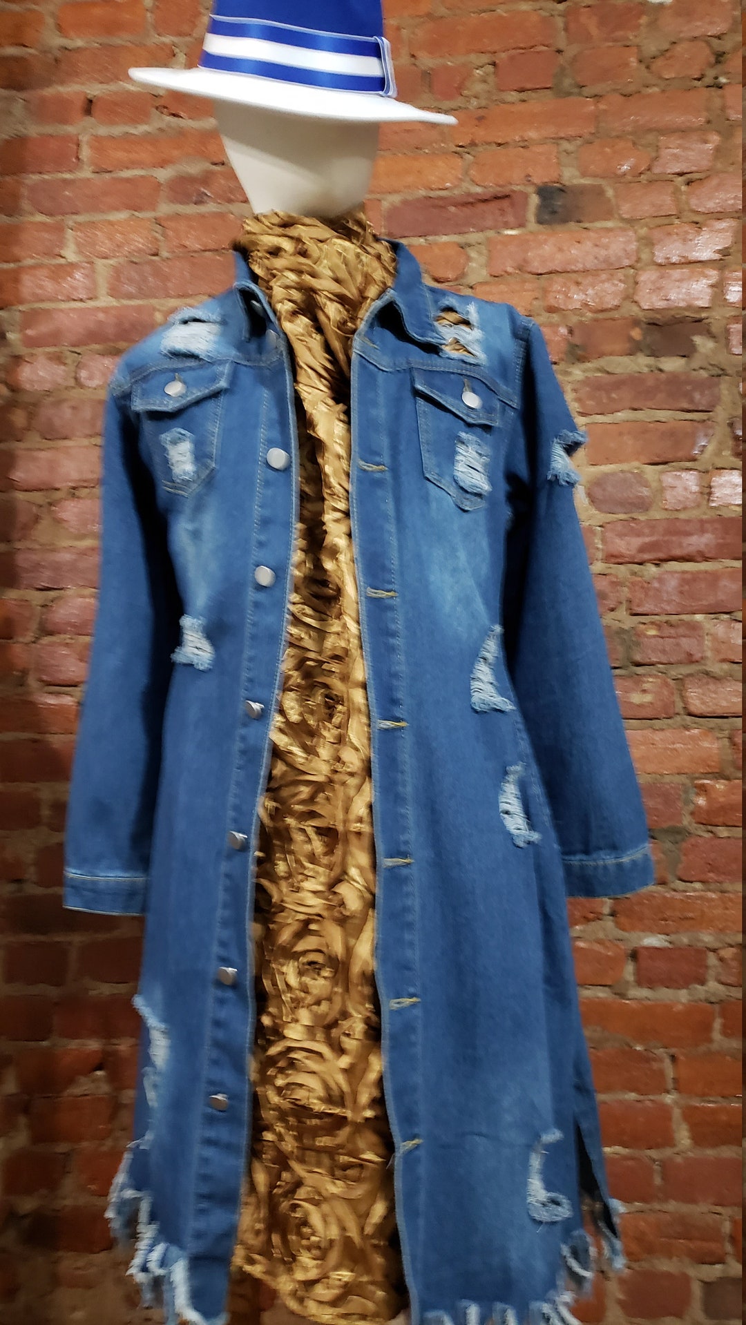 Distressed Frayed Denim Duster Distressed Denim Jacket Dress - Etsy