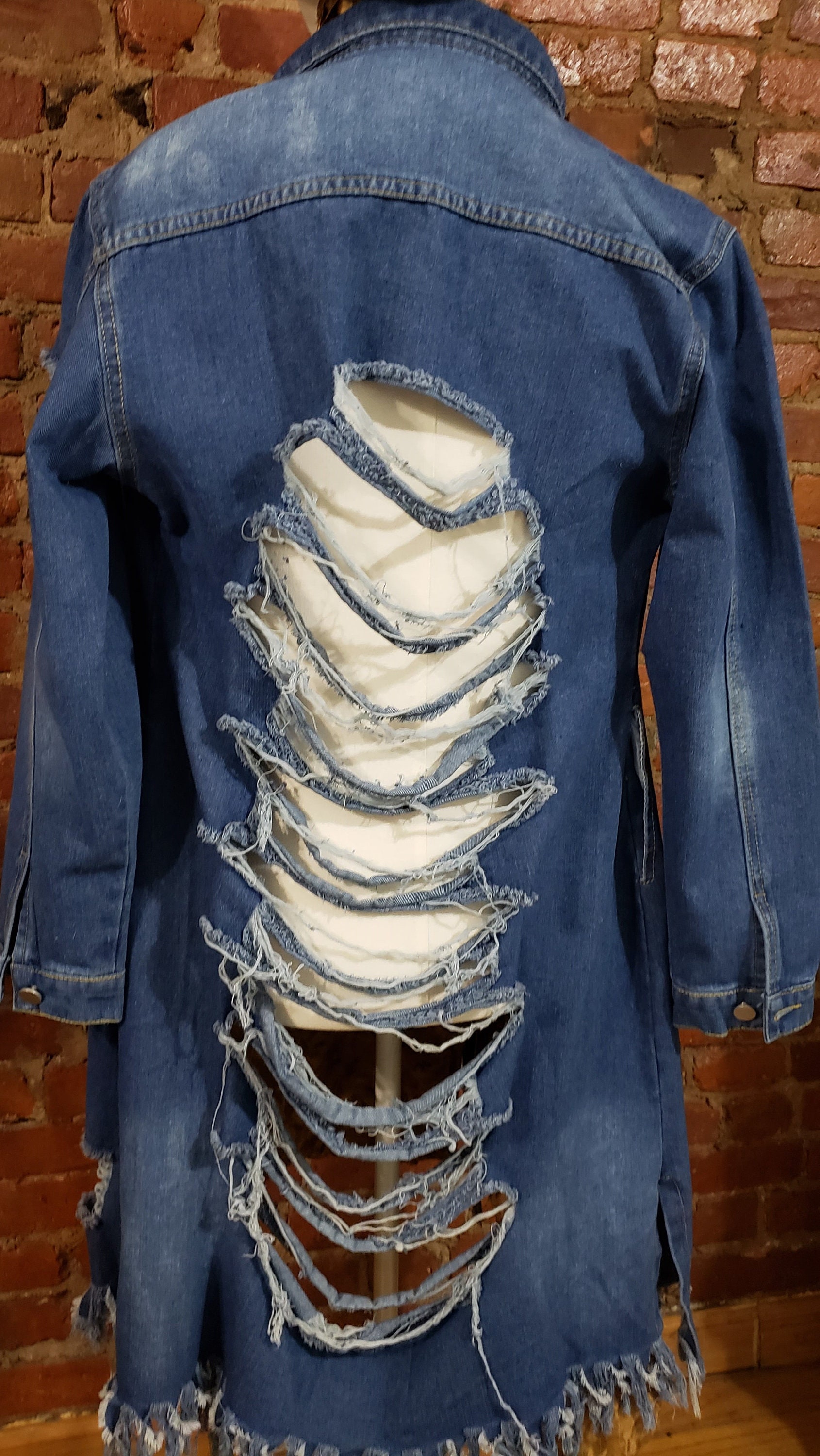 Distressed Frayed Denim Duster Distressed Denim Jacket Dress - Etsy