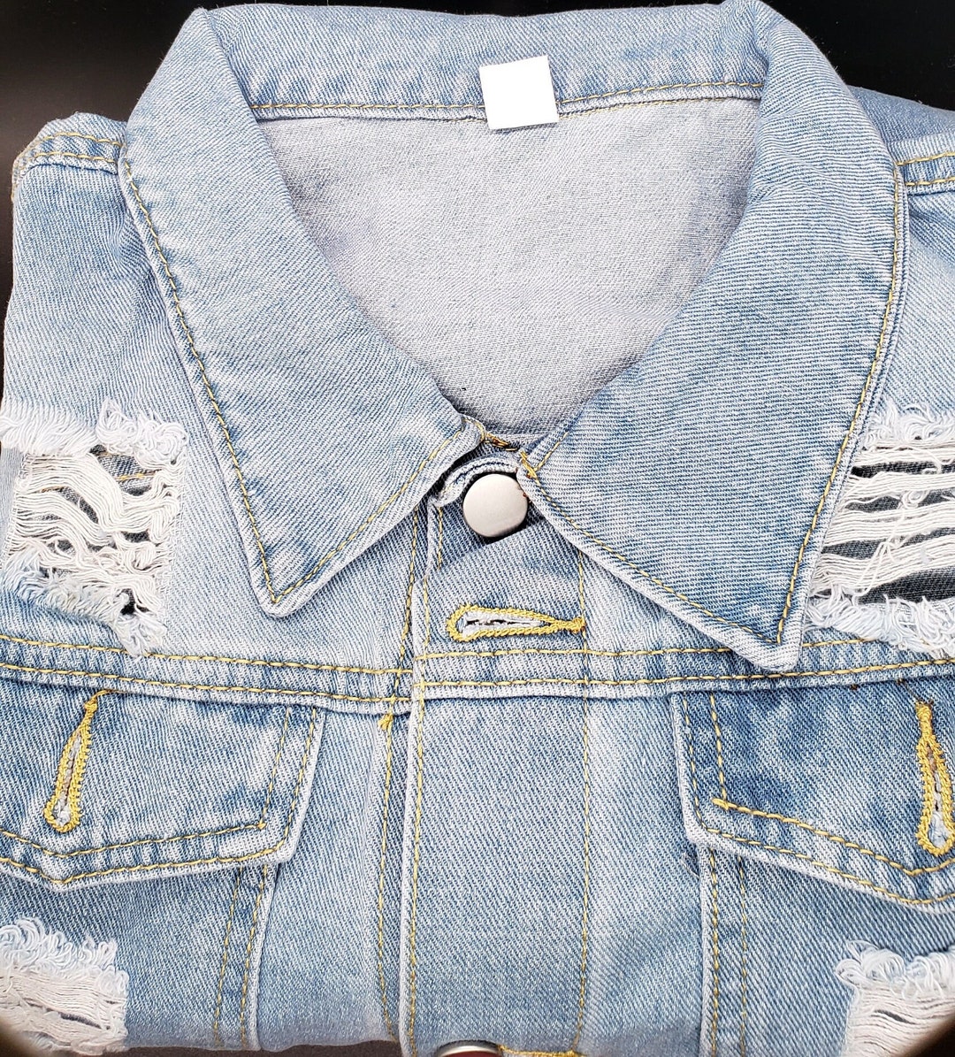 Light Blue Distressed Frayed Denim Duster Distressed Denim Jacket Dress ...