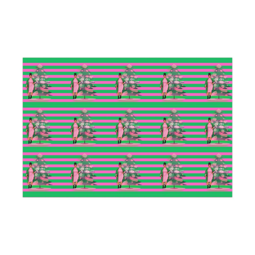 Sisterhood Splendor Sorority Theme Wrapping Paper | Pink and Green ...
