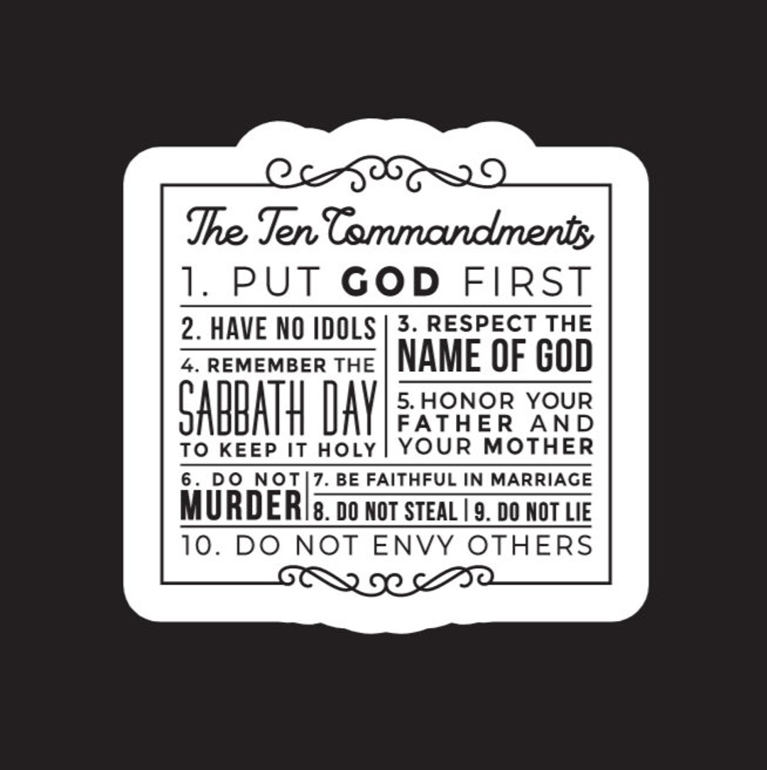 Ten Commandments Sticker Christian Sticker Faith Sticker - Etsy