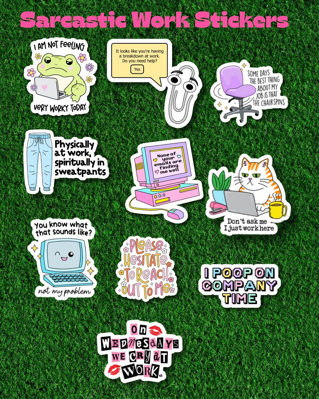 Work Sticker Pack, Sarcastic Work Stickers, Funny Stickers, Funny Work ...