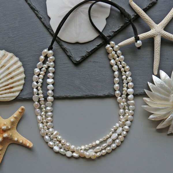 Multi Strand Pearl Necklace - Etsy