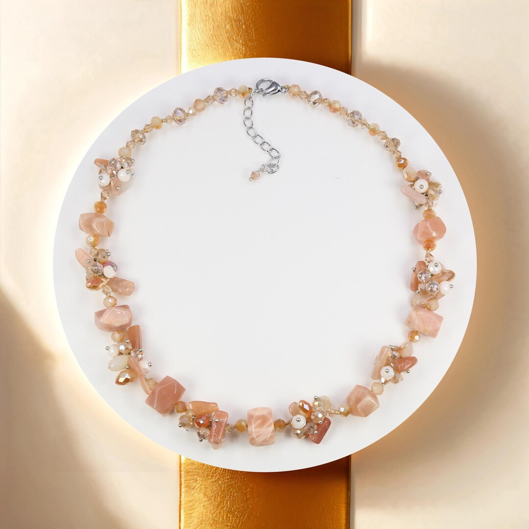 Natural Sunstone Mix Statement Necklace. - Etsy