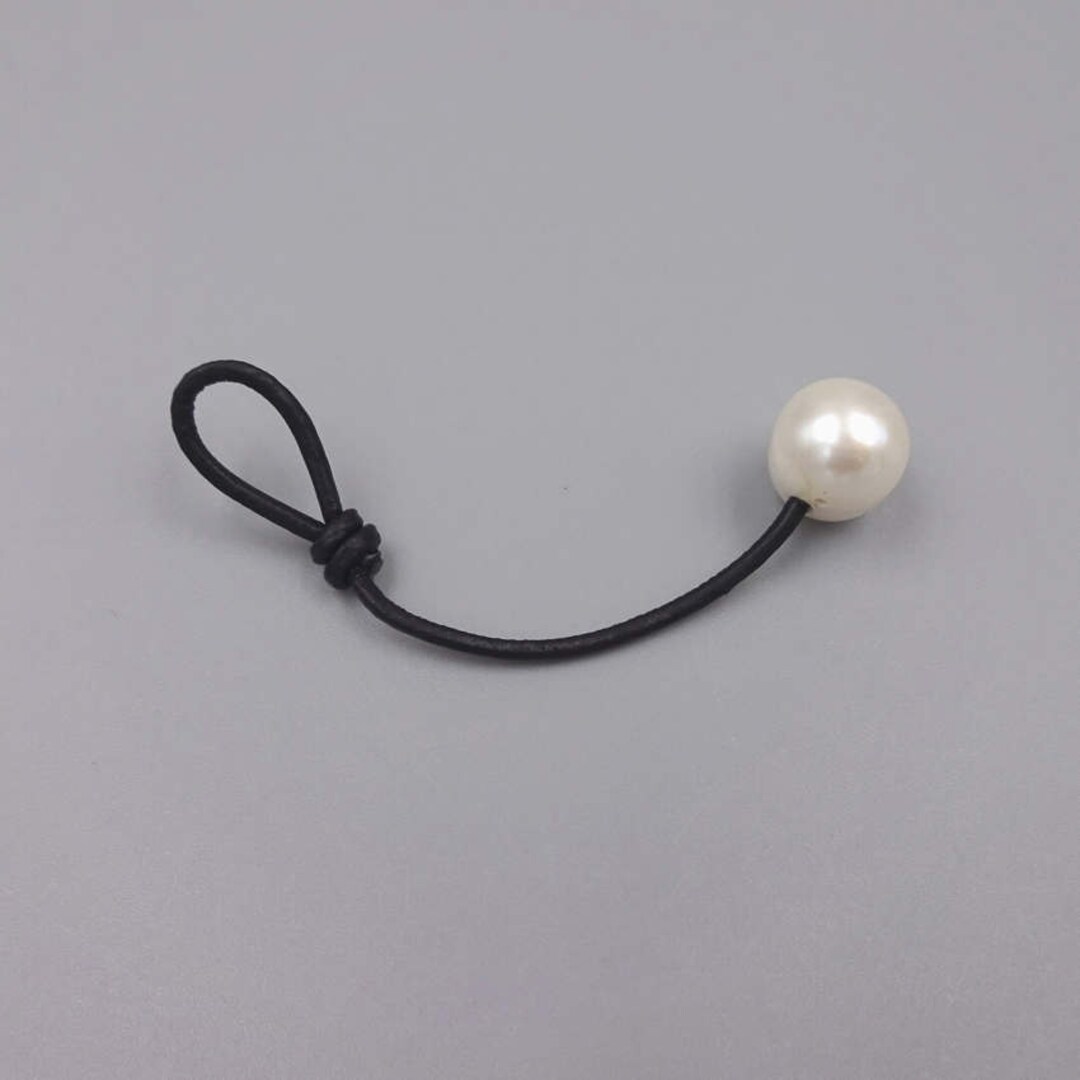 2-PC Cultured Pearl on Leather Clasp. Pearl Clasp. Leather Loop Clasp ...