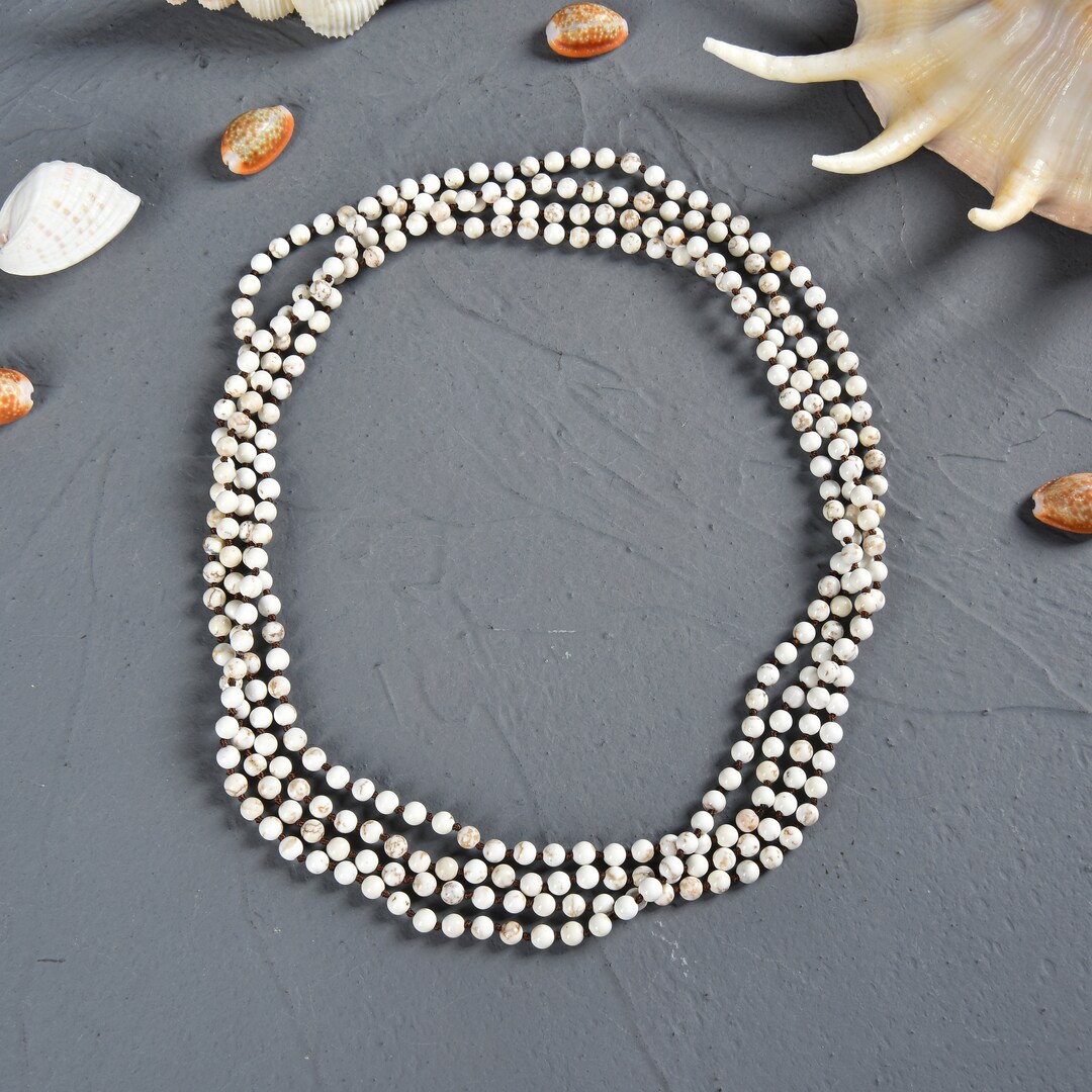 70" Infinity Endless Twist Bead White Turquoise Long or Multi Strand ...