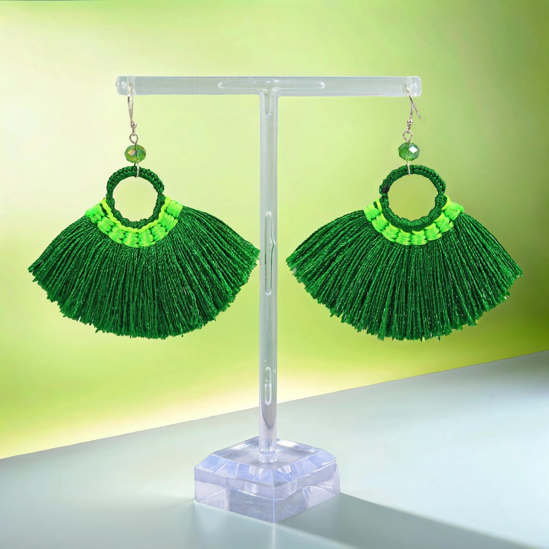 Silky Thread Fringe Tassel Dangle Drop Earrings. Bohemian Tassel ...
