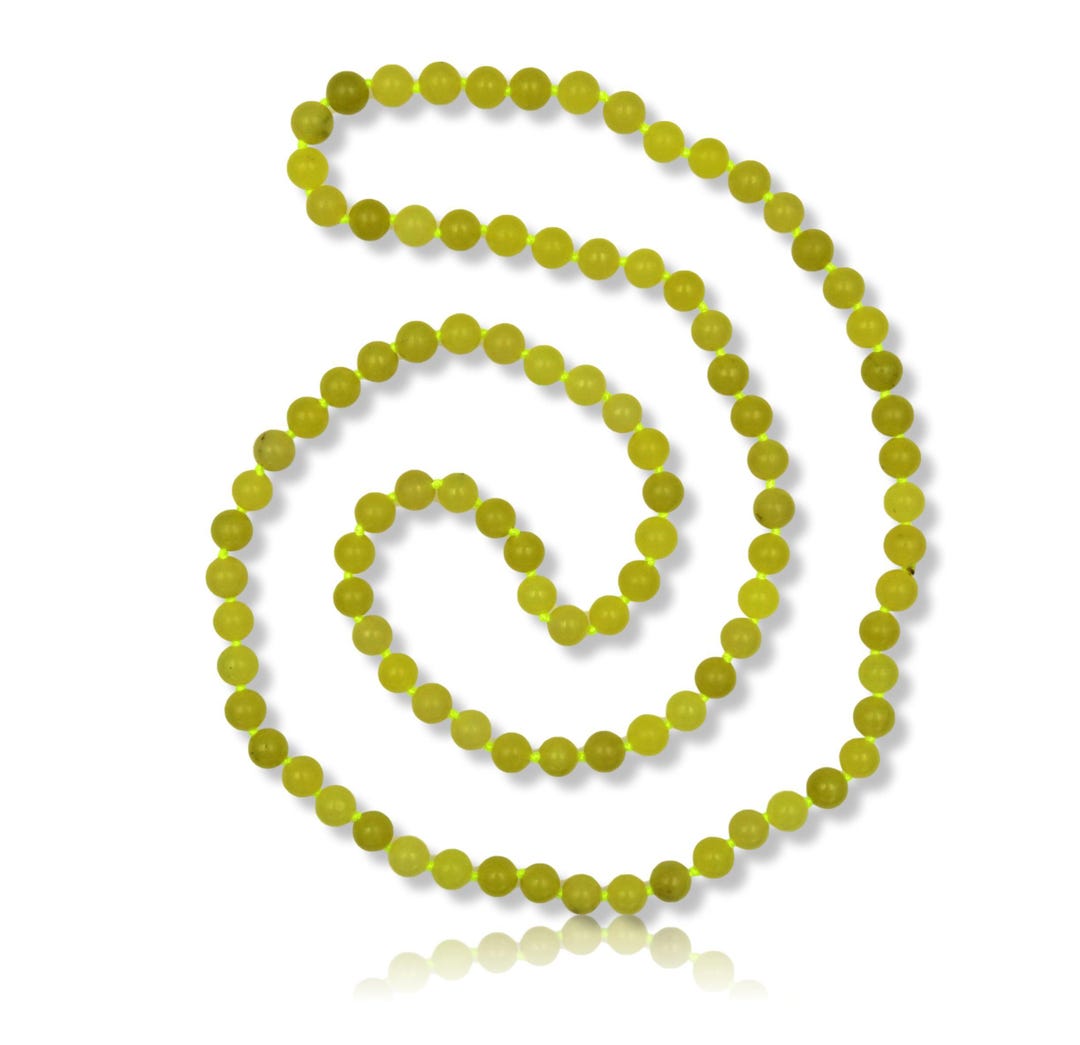36" 8mm Polished Lemon Jade Infinity Necklace Stone Long or Multi ...