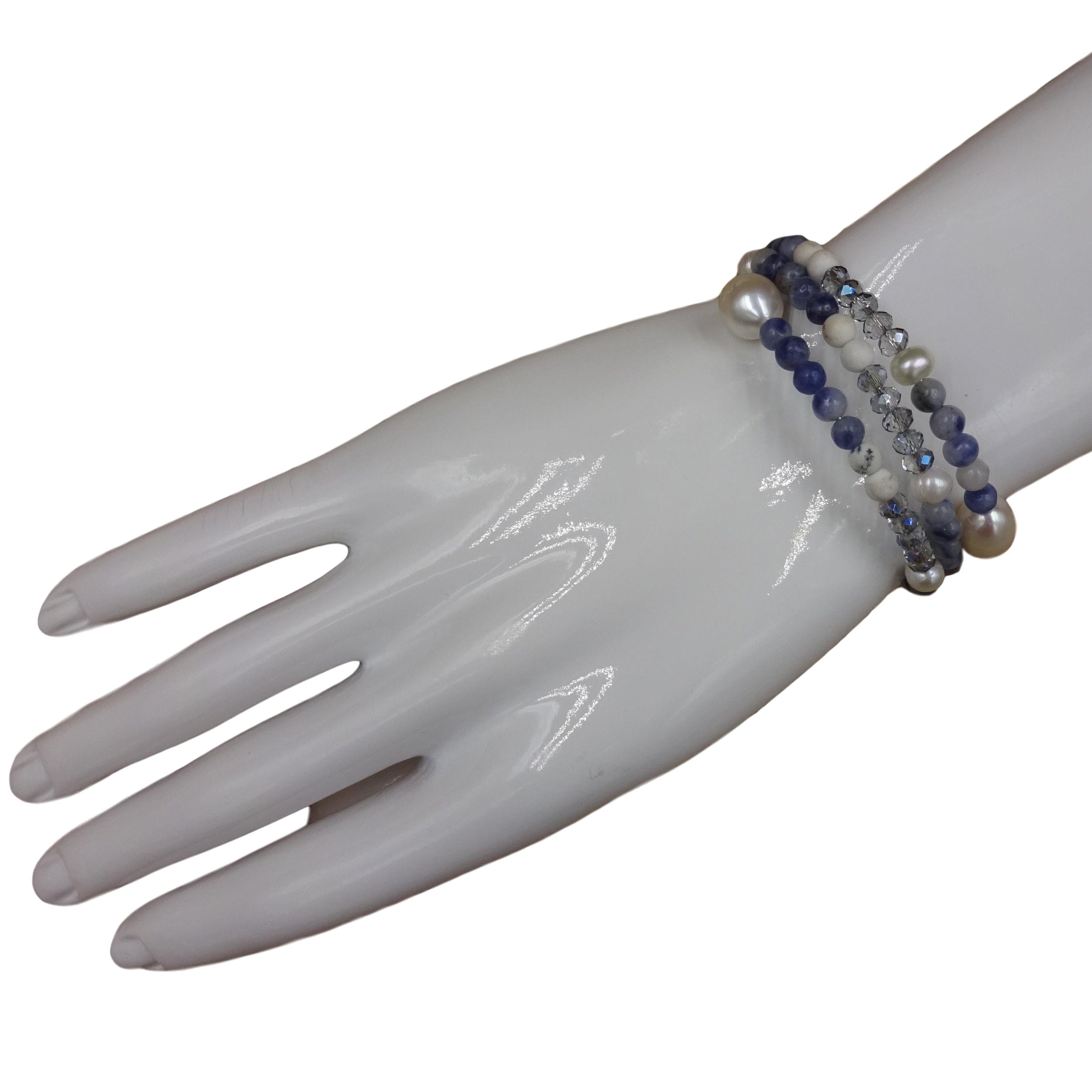 3-wrap Memory Wire Multi-stone Bracelet. Super Chic Mix Stone | Etsy