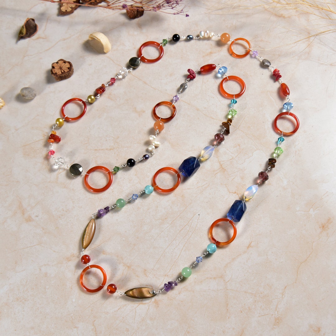 Multi Gemstone Genuine Pearl MOP Crystal Wire Wrapped Wire Twisted ...