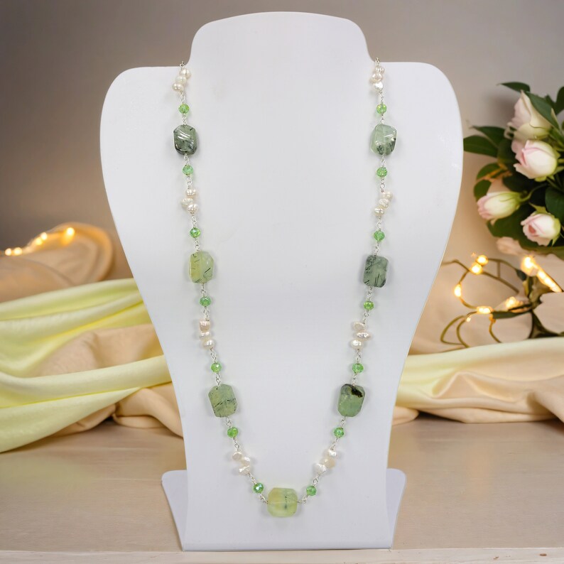 Natural Prehnite Mix Statement Necklace. Statement Necklace. Green ...