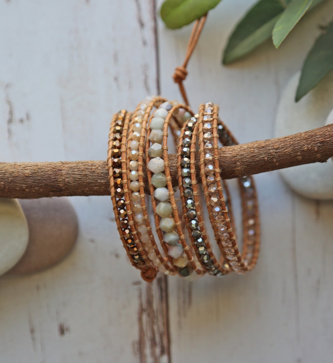 Amazonite Multi-stone 5-wrap Bracelet. Multi-layer Hand Crafted Mix ...