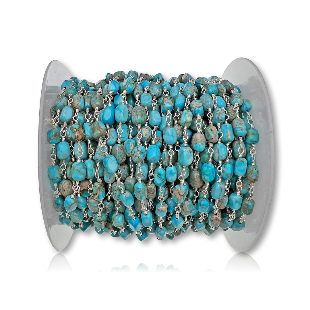 2ft. 6MM Genuine Imperial Jasper AKA Blue Ocean Jasper in Silver ...