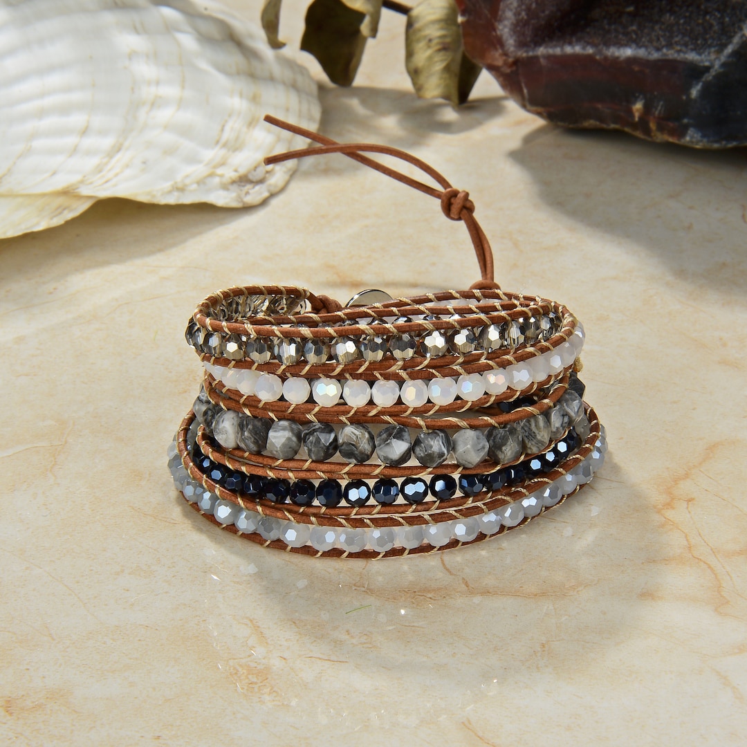 Spider Vein Jasper Multi-stone Wrap Bracelet.boho Chic Stone and ...