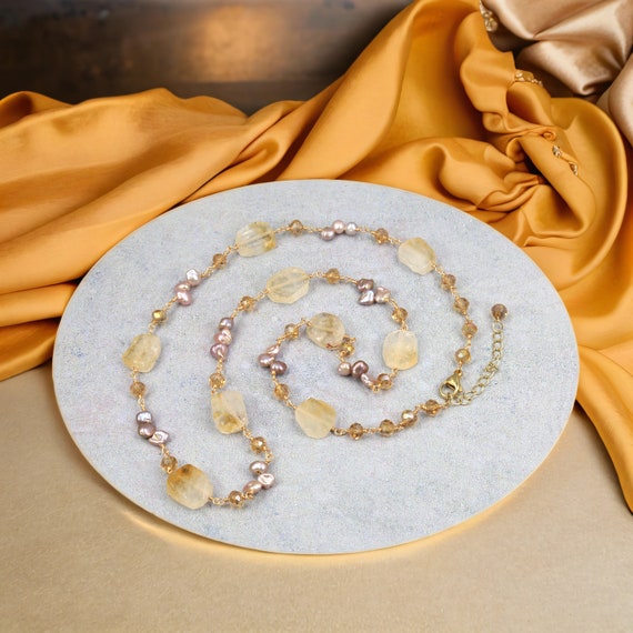 Statement citrine necklace store