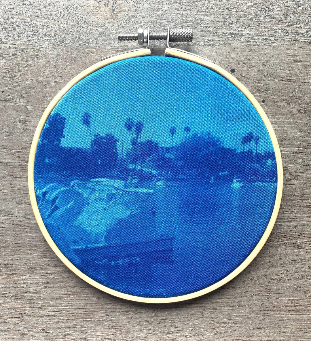 5 Fabric Cyanotype Framed in Embroidery Hoop of Echo Park - Etsy