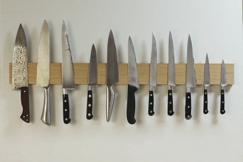 Solid Oak Invisible Magnetic Knife Rack - Etsy