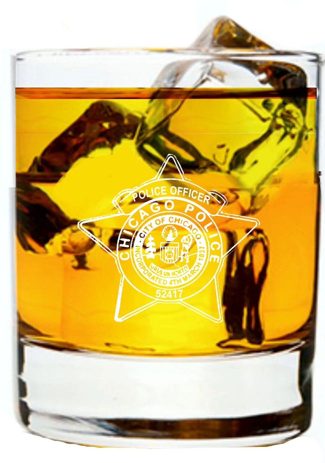 Chicago PD Personalized Beer or Bourbon Glass With Shield Number and ...