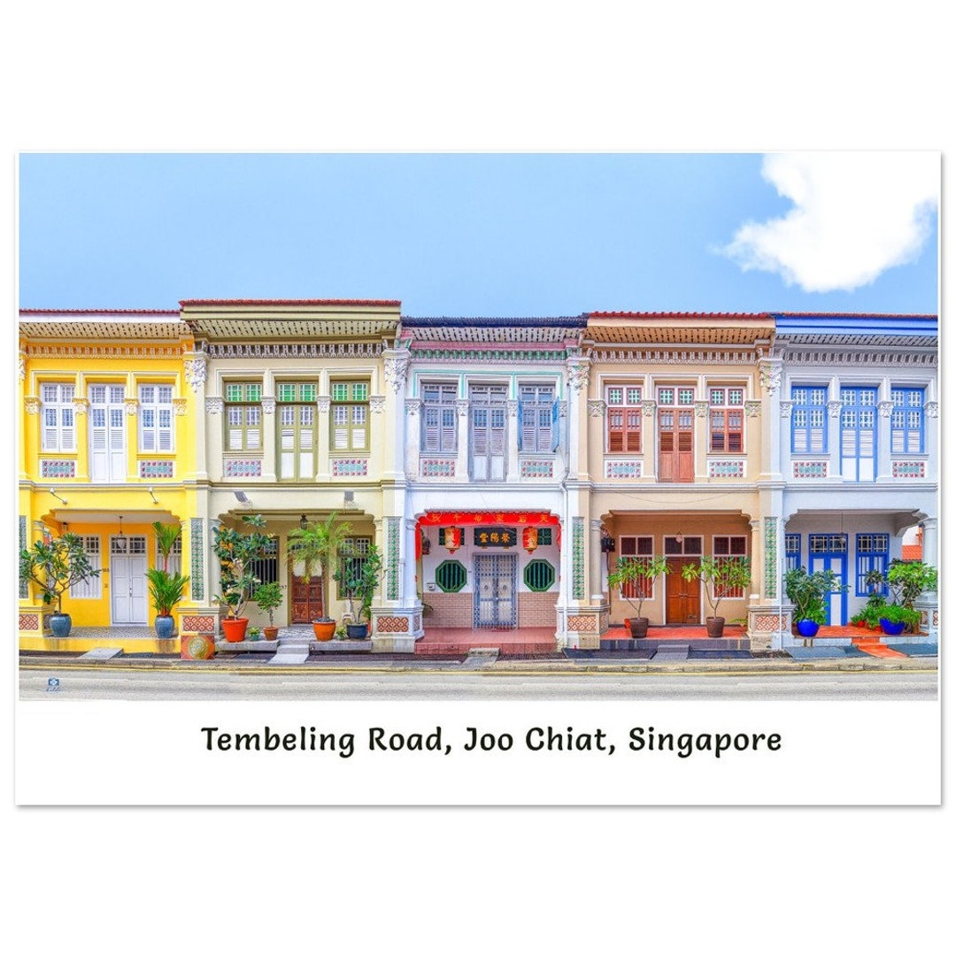 Singapore Shophouse Wall Art, Tembeling Road Peranakan Shophouses Fine ...
