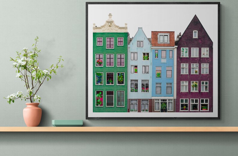Amsterdam Wall Art, Dutch Traditional Canal Houses, Wes Anderson ...
