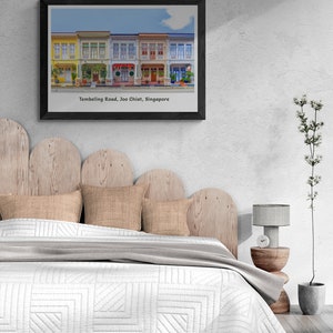 Singapore Shophouse Wall Art, Tembeling Road Peranakan Shophouses Fine ...