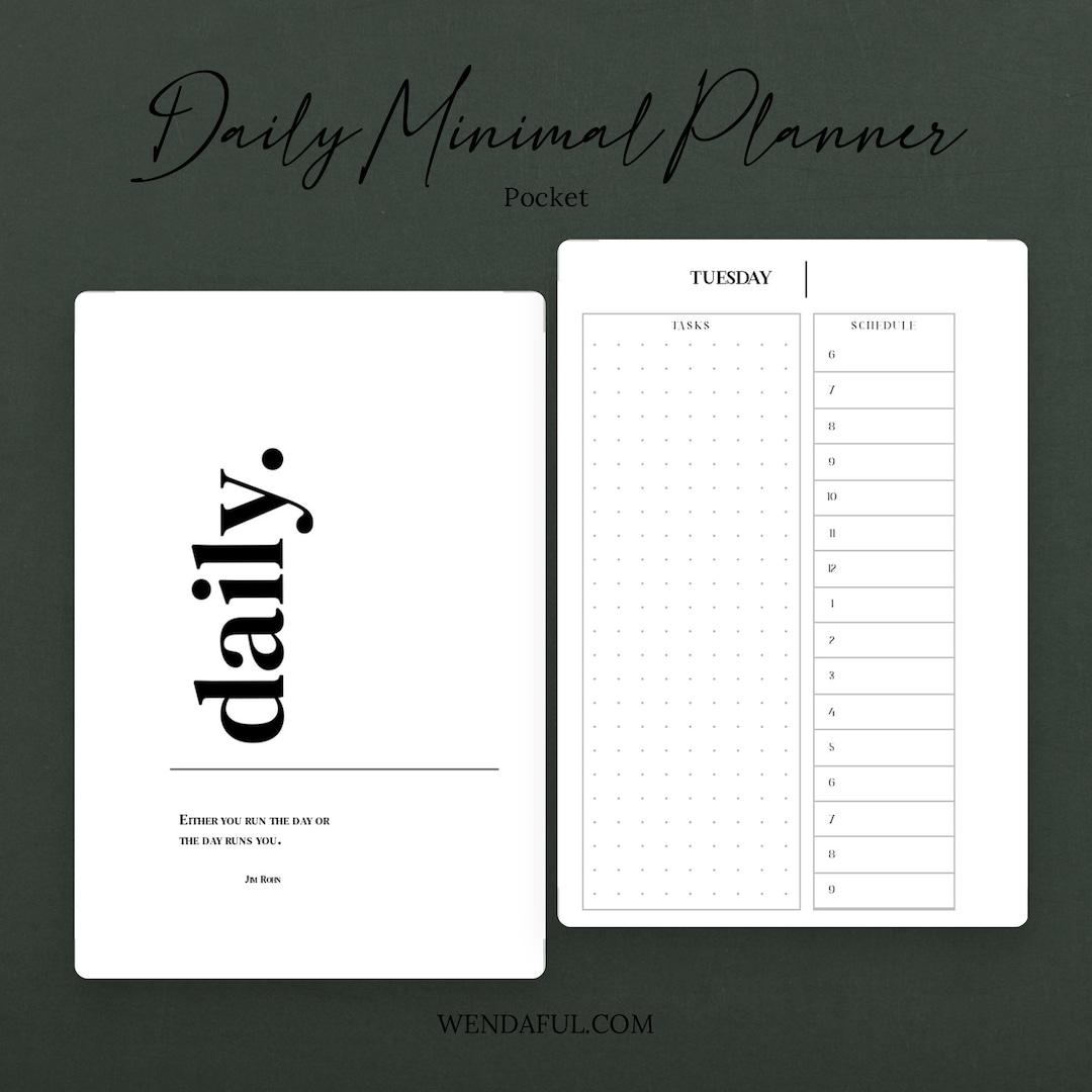 Minimalist Daily Planner Insert - Dot Grid Note & Task Pages, Weekly ...
