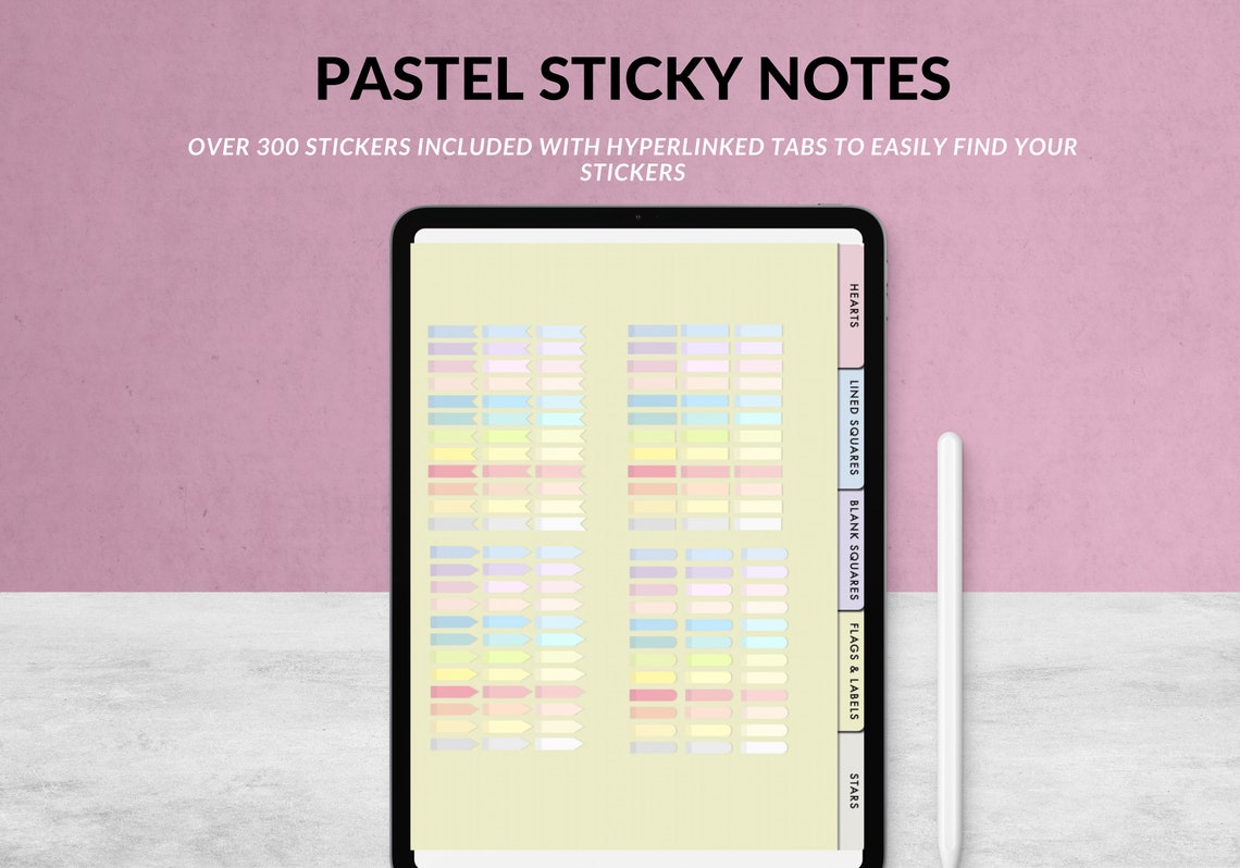Digital Pastel Sticky Notes Planner Stickers for Goodnotes - Etsy