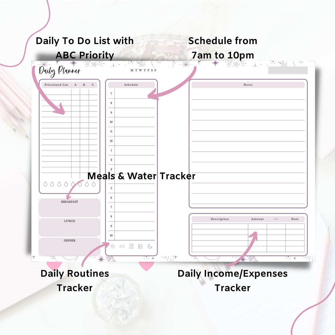 Printable A6 Size Prioritized Daily Planner | Instant Download - Etsy