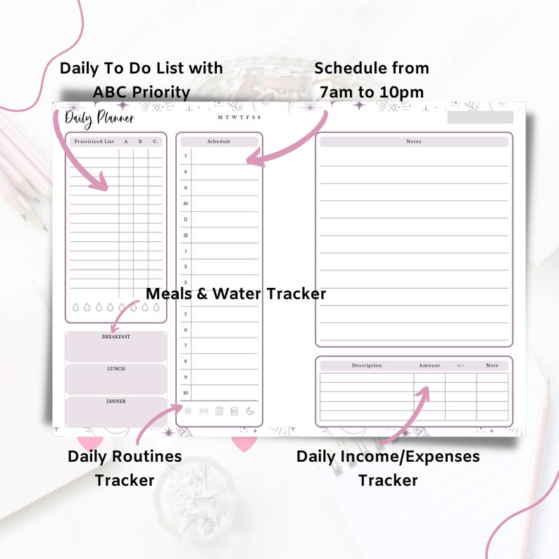Printable A6 Size Prioritized Daily Planner Instant Download | Etsy