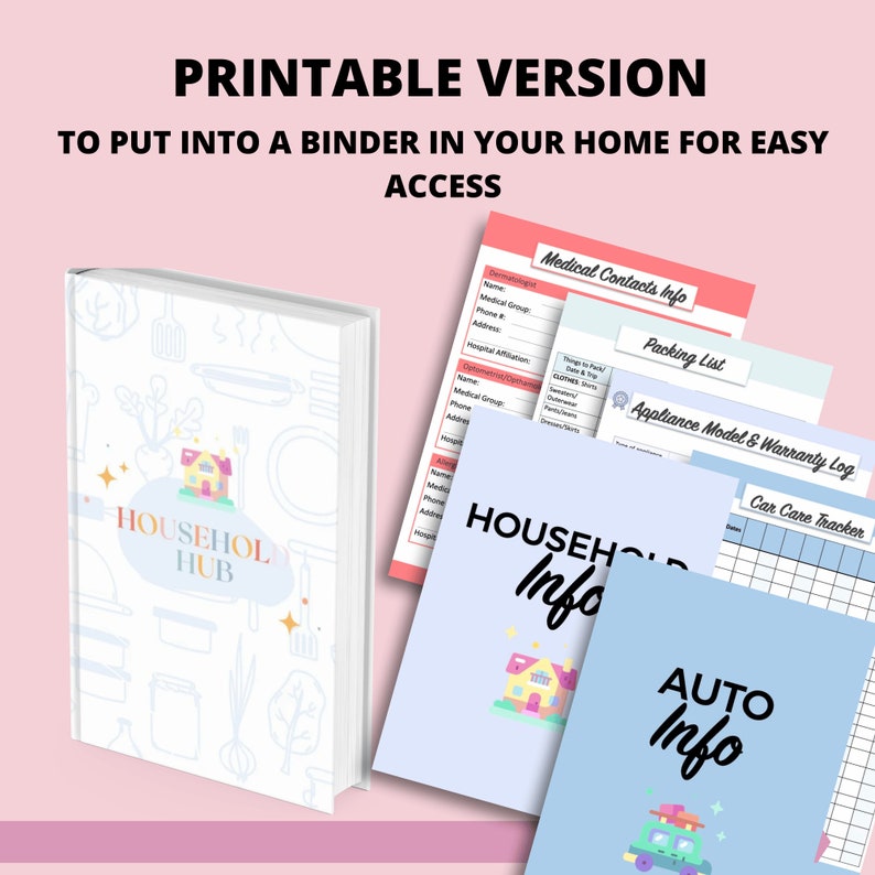 Digital Printable Household Hub Binder Printable - Etsy