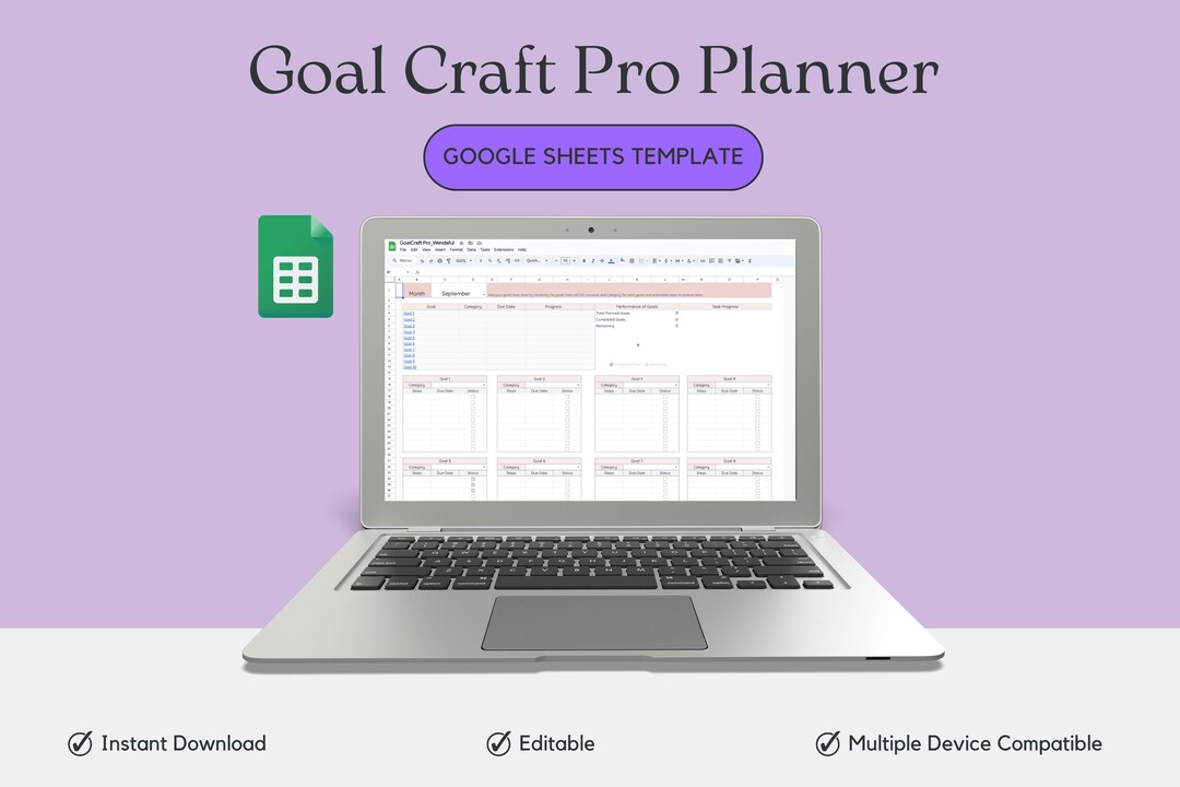 Google Sheets Goal Craft Pro Planner - Etsy