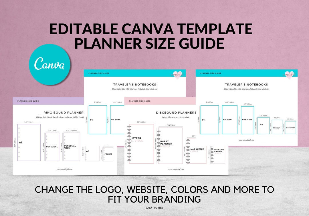 Editable Planner Size Guide Canva Template - Etsy