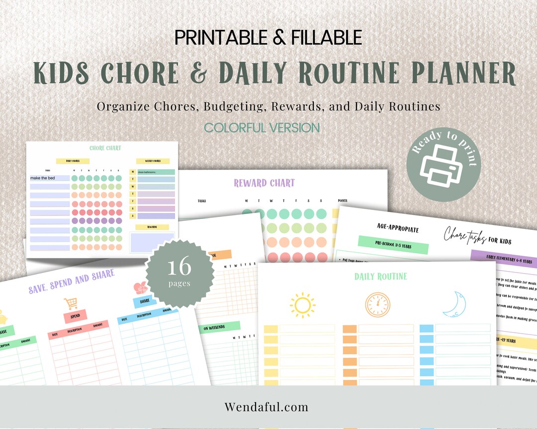 Fillable Kids Chore and Routine Bundle | Age-appropriate Chore Ideas ...