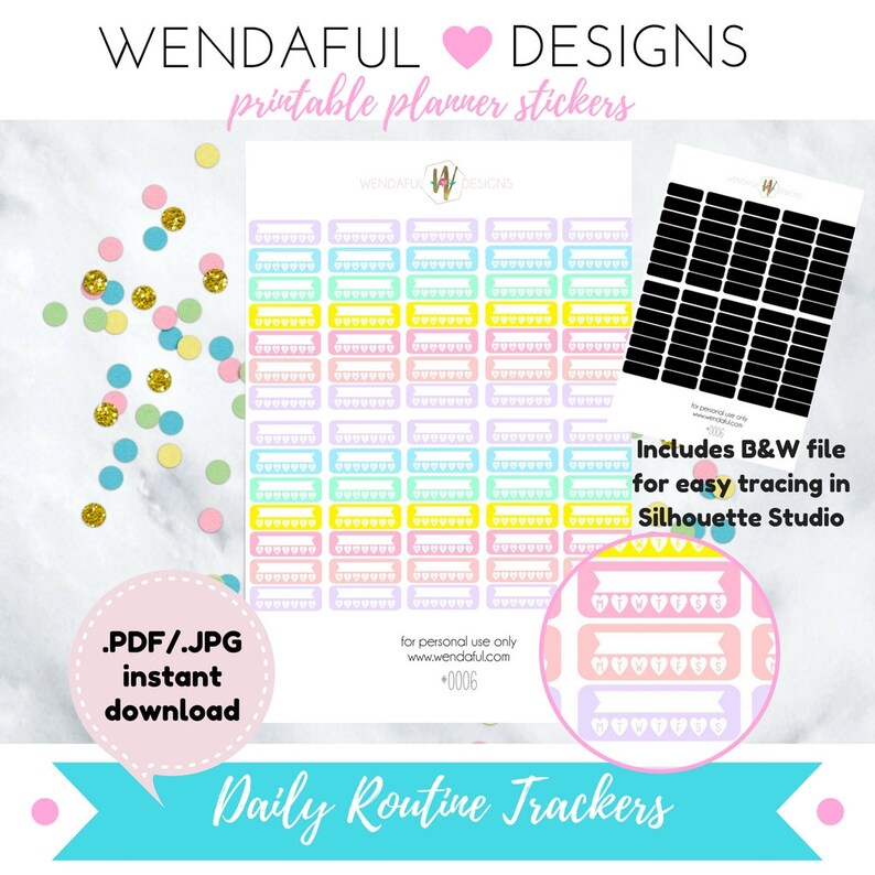 Item 0006 PRINTABLE DIY Routine/habit Weekly Tracker Stickers - Etsy