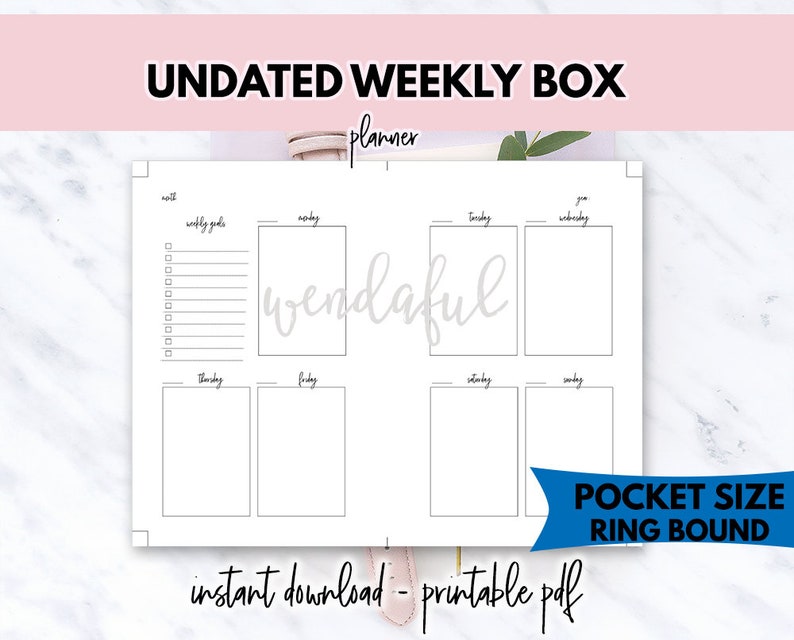POCKET Size Ring Bound Undated Weekly Box Planner - Etsy