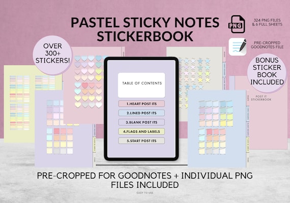 Digital Pastel Sticky Notes Planner Stickers for Goodnotes | Etsy