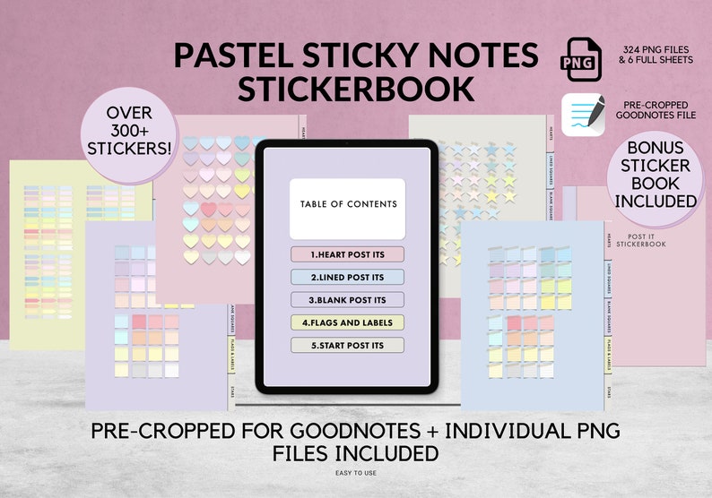 Digital Pastel Sticky Notes Planner Stickers for Goodnotes - Etsy