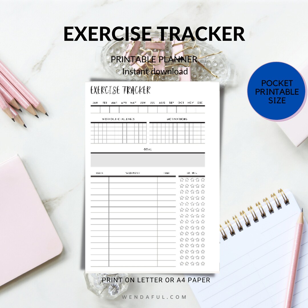 Printable Pocket Size Exercise Tracker | Instant Download - Etsy