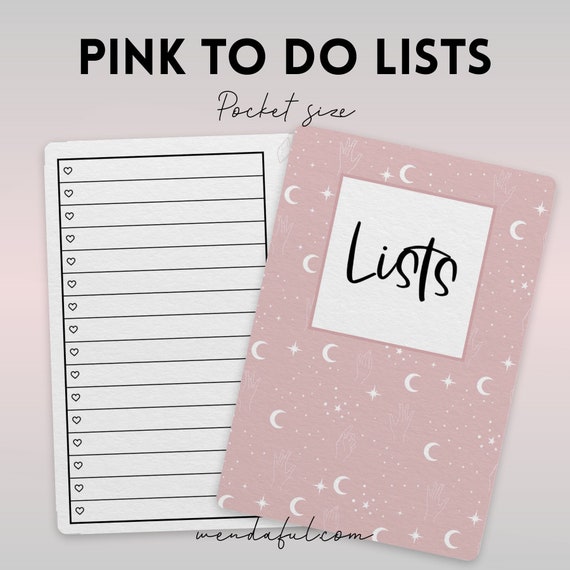Printable Pink Hearts to Do Lists Pocket Size Instant | Etsy