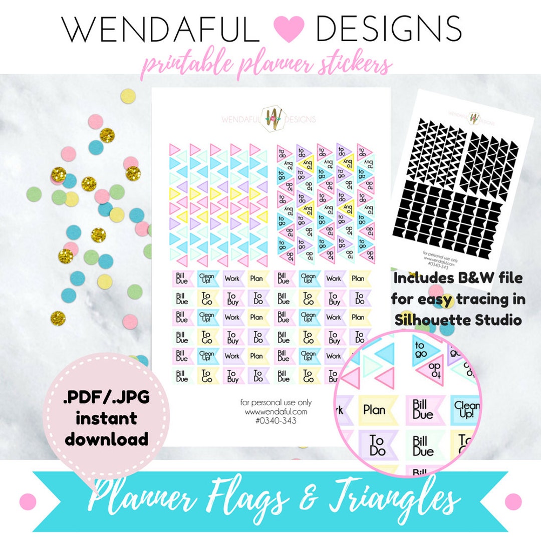 Item 0340-343 Planning Flags & Triangles Stickers Set Printableperfect ...