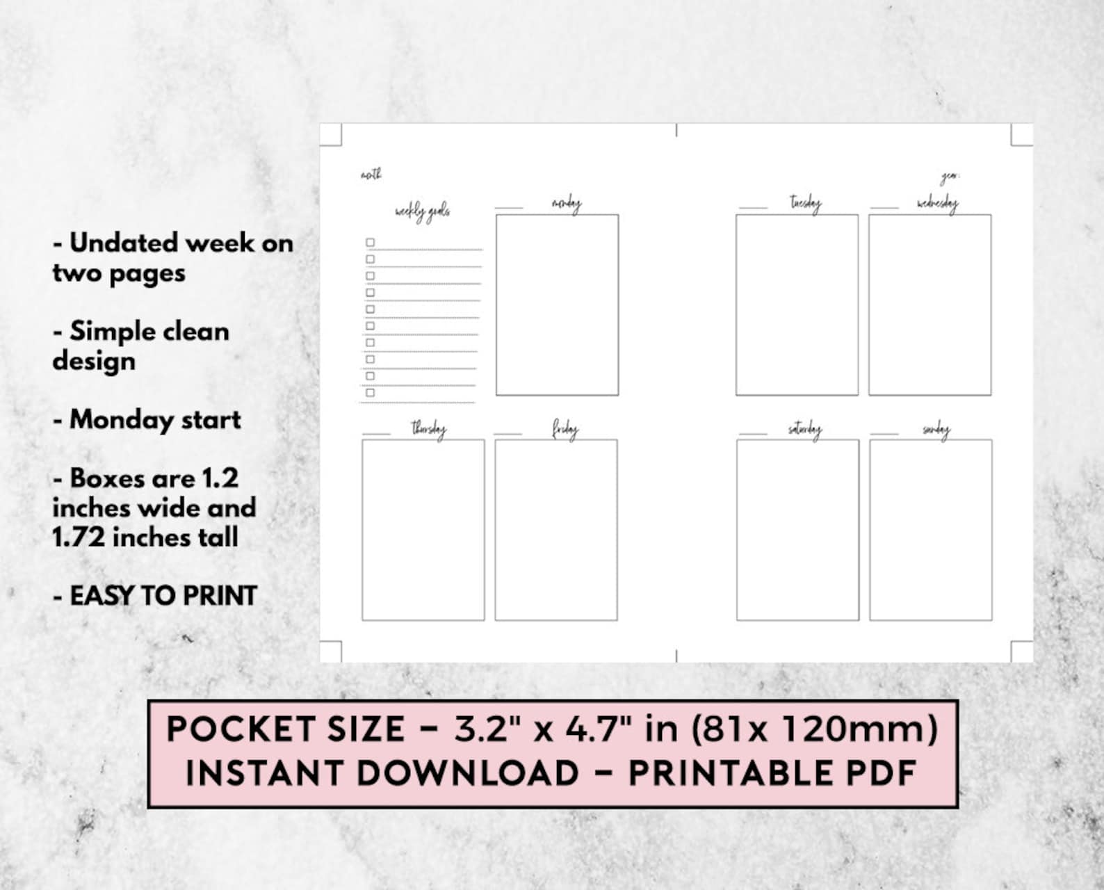 POCKET Size Ring Bound Undated Weekly Box Planner - Etsy